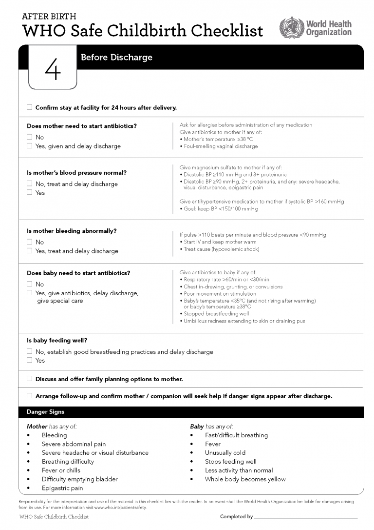 Appendix D: The WHO Safe Childbirth Checklist – THE BETTERBIRTH STUDY